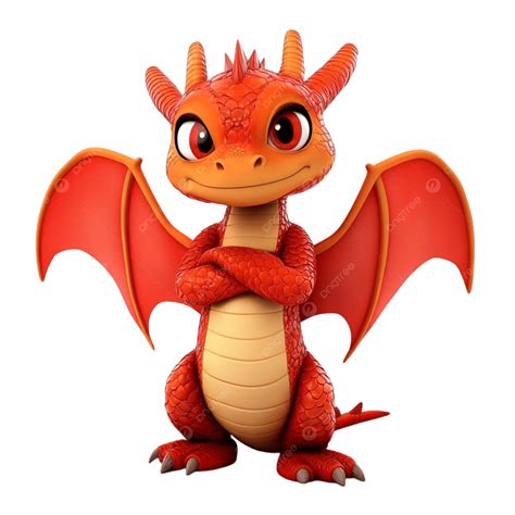 Cartoon Red Dragon With Big Eyes And A Tail Eyes Clipart Dragon