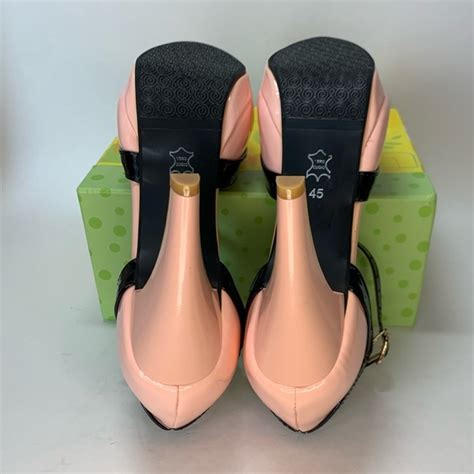 Pixie Cove Shoes Size 45 Pixie Cove Susie Tstrap Pink Black Patent Leather 5s Pinup Heels