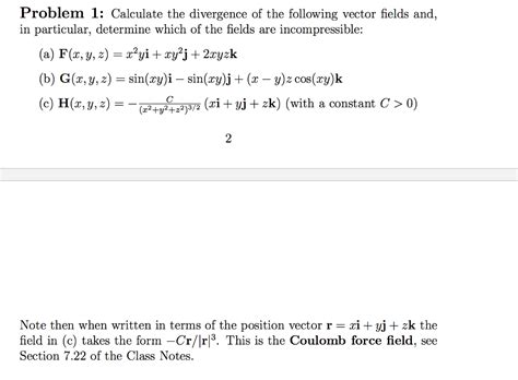 solved calculate the divergence of the following vector