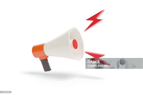 흰색 배경에 고립 된 메가 폰 3d 일러스트레이션 3차원 형태에 대한 스톡 사진 및 기타 이미지 3차원 형태 광고 디지털 생성 이미지 Istock