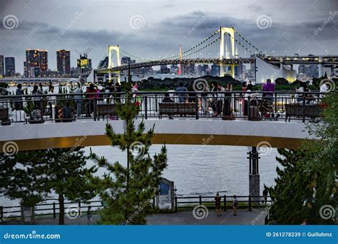 The Rainbow Bridge In The Bay Of Tokyo Japan Editorial Stock Image