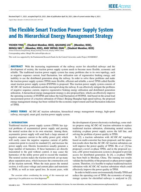 Pdf The Flexible Smart Traction Power Supply System And Its Hierarchical Energy Management