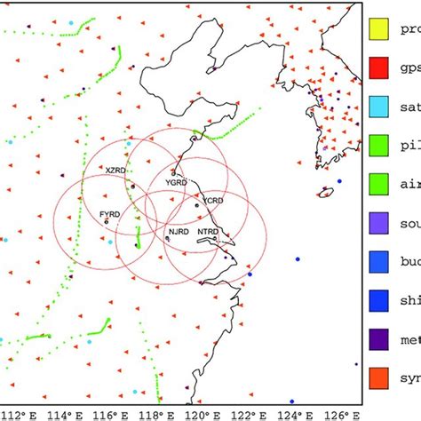 Model Domain And Radar Stations For The Squall Lines Case Red Circles