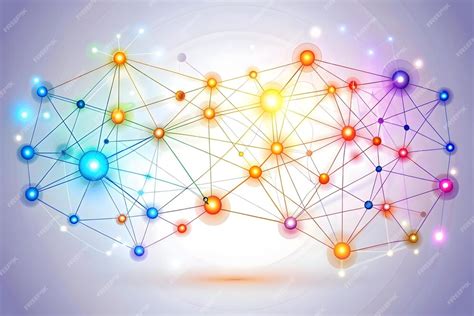Flat Glowing Abstract Network Nodes Representing Business Connectivity Concept As A Wide Angle