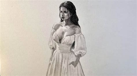 Как нарисовать девушку в платье Урок Рисования художник Юрий Синчуков Youtube