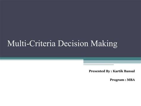 Electre Decision Making Method Ppt