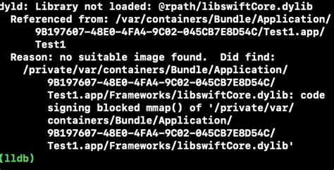Dyld Library Not Loaded Rpath LibswiftCore Dylib Issue 9