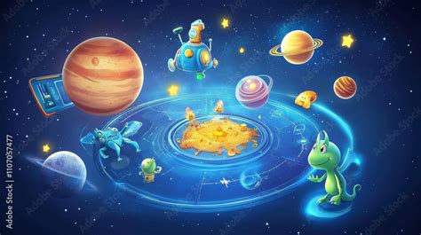 Space Game Ui Level Map With Planet Vector Screen Background Galaxy