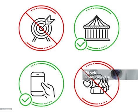 캐 러셀 양궁 및 스마트폰 아이콘을 길게 설정 합니다 여자 사랑 기호입니다 벡터 낮에 대한 스톡 벡터 아트 및 기타 이미지 낮 데이터 데이트 Istock