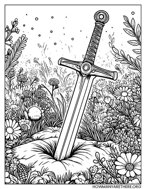 6 Безплатни за Печат Меч Картинки за Оцветяване Листове Рисунки и Страници за Възрастни и Деца