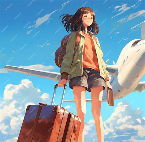 여행하는 애니메이션 캐릭터 무료 사진