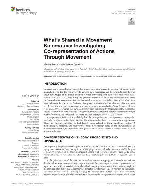 Pdf Whats Shared In Movement Kinematics Investigating Co Representation Of Actions Through