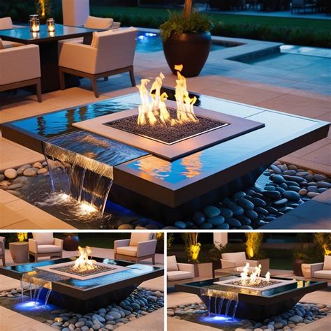 Waterfall Fire Tables Waterfall Table With Fire Pit For Patio Space