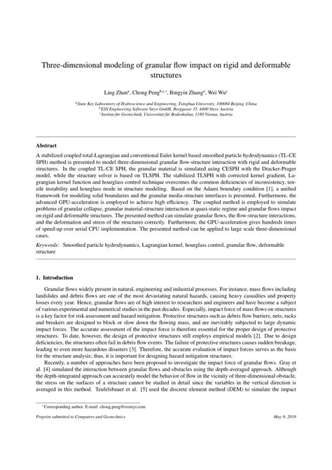 Pdf Three Dimensional Modeling Of Granular Flow Impact On Rigid And