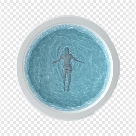 Vue Aérienne Dune Personne Flottant Dans Une Piscine Ronde Scène