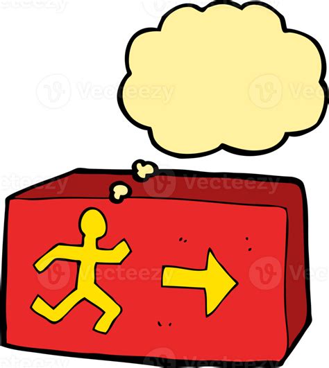 Cartoon Exit Sign With Thought Bubble 44980778 PNG