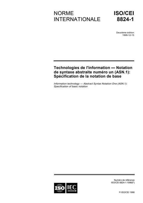 ISO IEC 8824 1 1998 Information Technology Abstract Syntax Notation One ASN 1 Specification