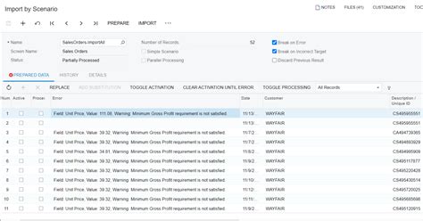 Error During Import Scenario Sales Orders Minimum Gross Profit Req Is Not Satisfied Community