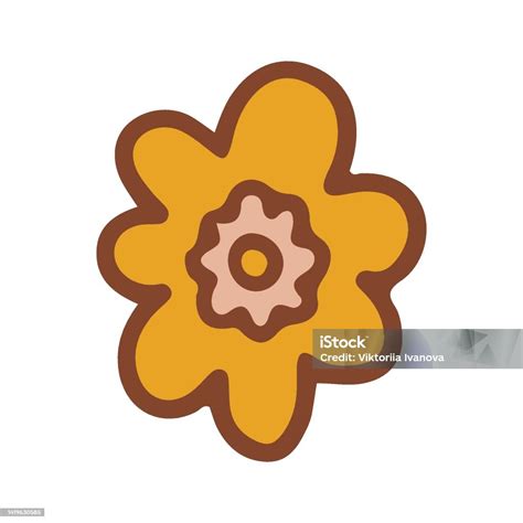 레트로 그루비 꽃 히피 스타일의 다양한 꽃 컬렉션 밝은 배경에 고립된 벡터 보호 일러스트레이션 1960년에 대한 스톡 벡터 아트 및 기타 이미지 Istock