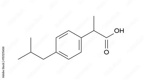 Ibuprofen Molecule Structural Chemical Formula Ball And Stick Model