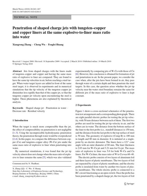 Penetration Of Shaped Charge Jets With Tungsten Copper Pdf Physical Sciences Physical