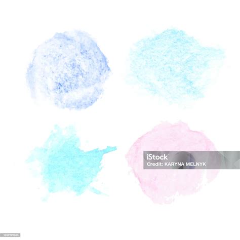 색 수채화 세트 부드러운 파스텔 핑크와 블루 브러쉬 스트로크 수채화 질감과 골드 다각형 프레임 개체 그룹에 대한 스톡 벡터 아트 및 기타 이미지 Istock