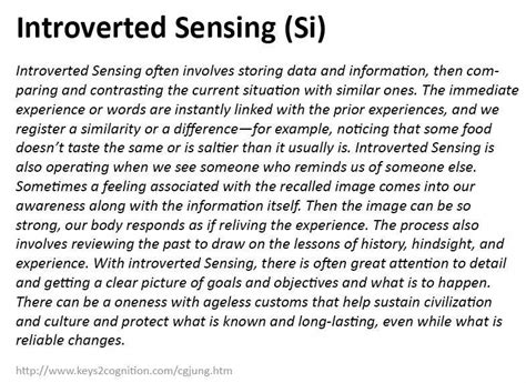 Introverted Sensing Si Psychologyquotesinfp Personality Psychology Myers Briggs