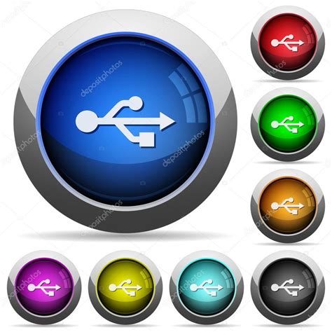 USB Connection Button Set Stock Vector By Renegadehomie