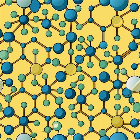 Seamless Vector Molecular Structure Horizontal Pattern With Interconnected Molecules Premium