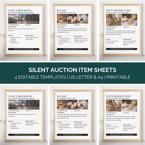 Silent Auction Item Template Silent Auction Item Sheet Fundraiser