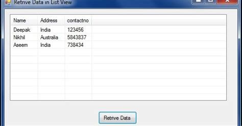 Dot Net Codes How To Show Data From Database Table Into Listview Control In Vbnet