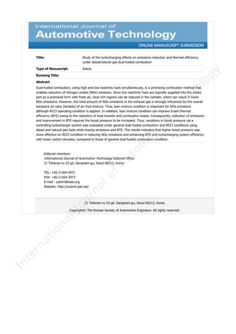 Pdf Turbocharging Effects On Emissions Reduction And Thermal Efficiency Under Diesel Natural