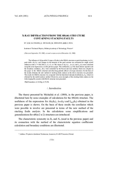 Pdf X Ray Diffraction From The 8h 44 Structure Containing Stacking