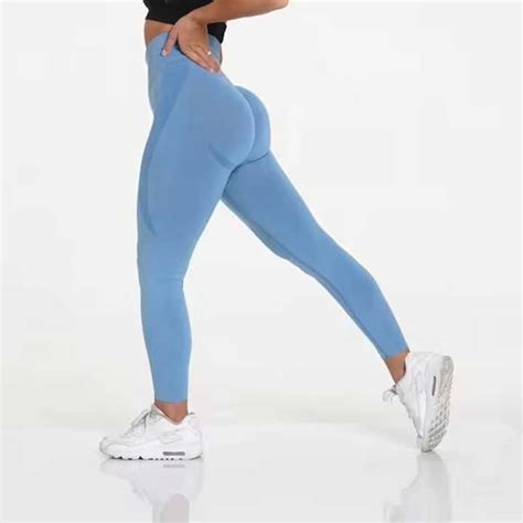 Womens Sexy Mesh Seamless Scrunch Butt Leggings High Waisted Scrunch