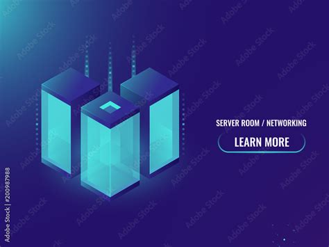 Server Rack Of Datacenter Cloud Storage Isometric Vector Ecology Energy Electric Power Station