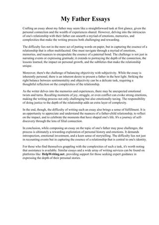My Father Essays Pdf