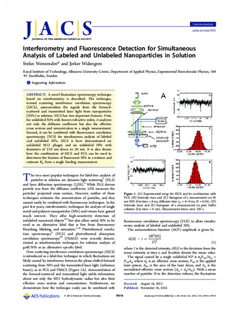 Pdf Interferometry And Fluorescence Detection For Simultaneous