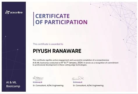 Piyush Ranaware On Linkedin Ai Ml Acebootcamp