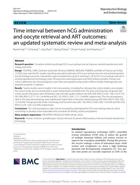 Pdf Time Interval Between Hcg Administration And Oocyte Retrieval And