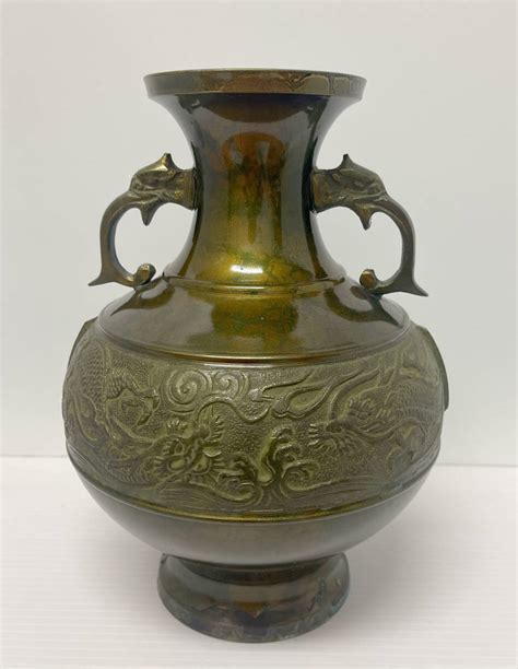 Yahoo オークション 高岡銅器 花瓶 花器 国指定伝統的工芸品 青銅