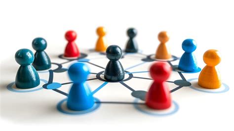 Organizational Chart With Wooden Figures Representing Team Structure