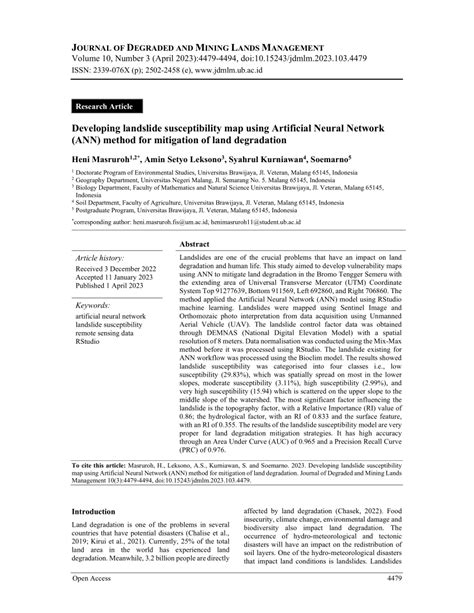 Pdf Developing Landslide Susceptibility Map Using Artificial Neural Network Ann Method For