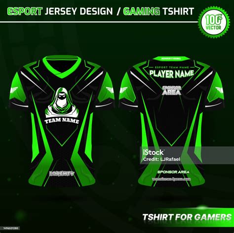 사양 축구 스포츠 전자 스포츠 게임 티셔츠 저지 템플릿입니다 게임용 의류 디자인 또는 티셔츠 블랙과 그린 저지 T 셔츠에 대한 스톡 벡터 아트 및 기타 이미지 Istock