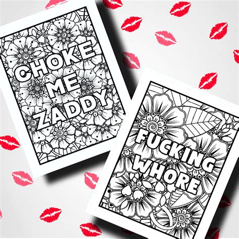 Naughty Adult Coloring Pages Valentines Day Sexy Kinky Swear Words Etsy