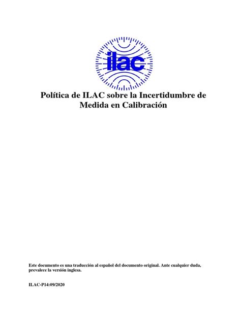Ilac P 14 09 2020rev1 Pdf Calibración Metrología