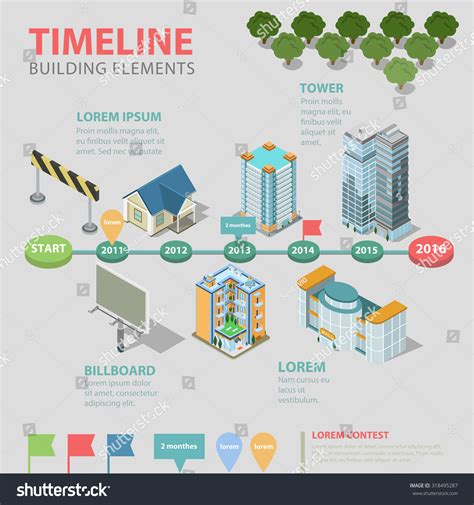 Flat Style 3d Isometric Thematic Timeline Stock Vector Royalty Free 318495287 Shutterstock