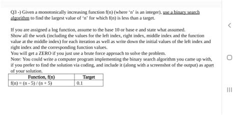 Solved 03 Given A Monotonically Increasing Function Fn