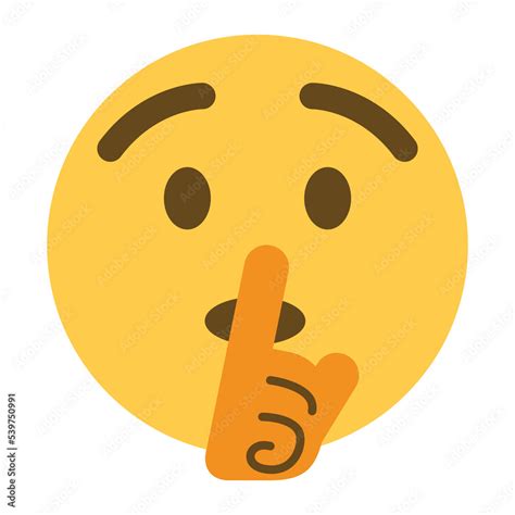Shushing Face Vector Emoji Label Design Isolated Face With Finger