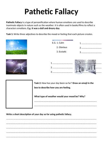 Pathetic Fallacy Teaching Resources