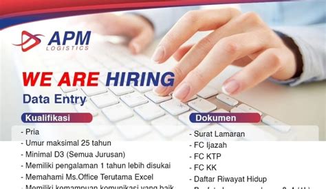 Lowongan Kerja Data Entry Di Apm Logistics Pekanbaru Lowongan Kerja Riau